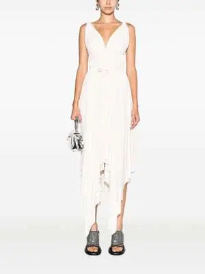 Norma Kamali Goddess V-neck Draped Midi Dress
