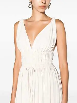 Norma Kamali Goddess V-neck Draped Midi Dress