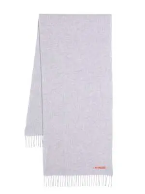 Acne Studios Logo-tag Fringed Wool Scarf - Purple