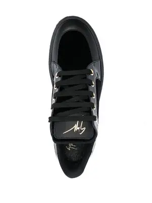 GIUSEPPE ZANOTTI Velvet Lace-up Low-top Sneakers - Black