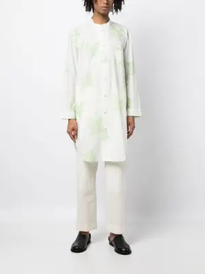 BODE Leaf-print Band-collar Shirt