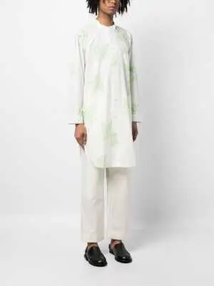 BODE Leaf-print Band-collar Shirt