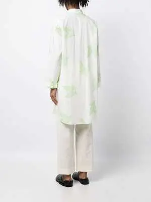 BODE Leaf-print Band-collar Shirt