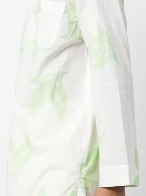BODE Leaf-print Band-collar Shirt