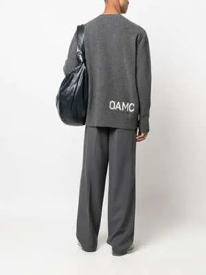 OAMC Logo Intarsia-knit Wool Jumper - Grey