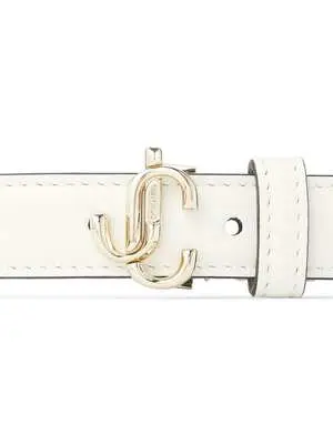 JIMMY CHOO Helina Logo-buckle Belt - White
