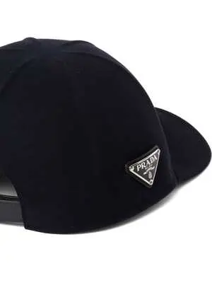 Prada Triangle-logo Felt Cap - Blue