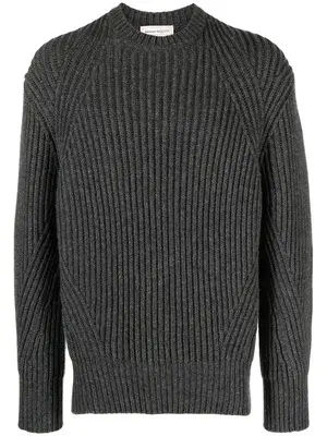 Alexander McQueen Ribbed-knit Wool Jumper - Grey