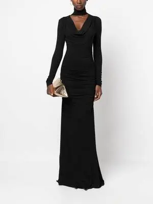 Blumarine Cowl Neck Stretch Jersey Gown