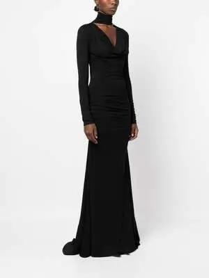 Blumarine Cowl Neck Stretch Jersey Gown