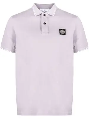 Stone Island Logo-appliqué Polo Shirt - Purple