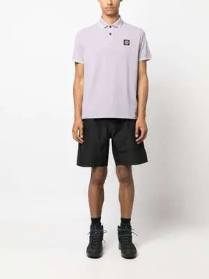 Stone Island Logo-appliqué Polo Shirt - Purple