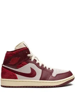 JORDAN Air 1 Mid Tiki Leaf Sneakers - Red