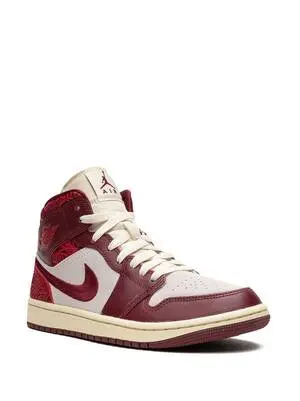 JORDAN Air 1 Mid Tiki Leaf Sneakers - Red