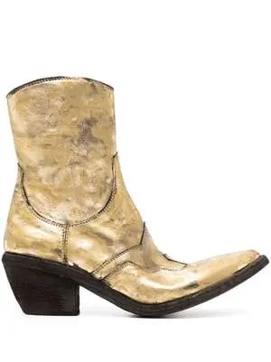 MADISON MAISON Laminated Leather Ankle Boots - Gold