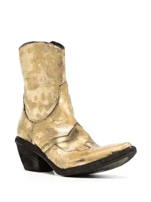 MADISON MAISON Laminated Leather Ankle Boots - Gold