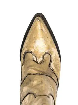 MADISON MAISON Laminated Leather Ankle Boots - Gold