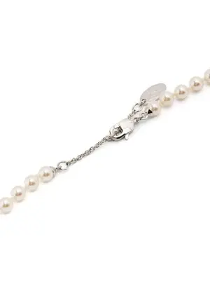 VIVIENNE WESTWOOD Mini Bas Relief Pearl Necklace - Silver