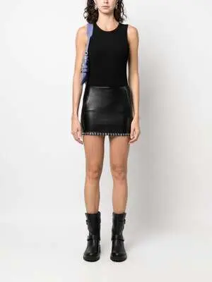 Patrizia Pepe Ring-detailing Faux Leather Miniskirt