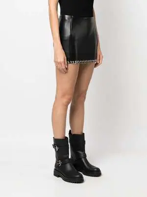 Patrizia Pepe Ring-detailing Faux Leather Miniskirt