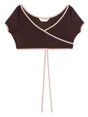Palm Angels Cap-sleeve Wrap Bikini Top - Brown