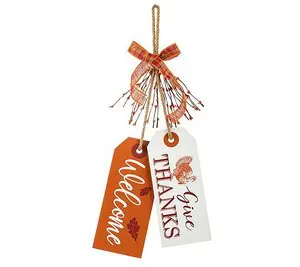 GLITZHOME 24'h Thanksgiving Wooden 'give Thanks Door Hanger - One-color