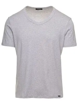 TOM FORD 's Cotton V-neck T-shirt Grey