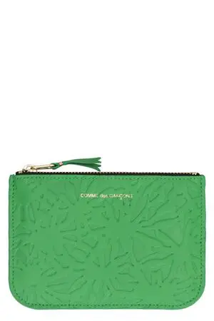 Comme Des Garçons Small Leather Flat Pouch Green
