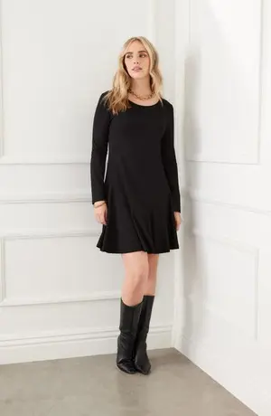 Karen Kane Long Sleeve A-line Jersey Dress