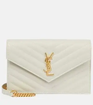 Saint Laurent Cassandre Matelassé Envelope Leather Shoulder Bag - White