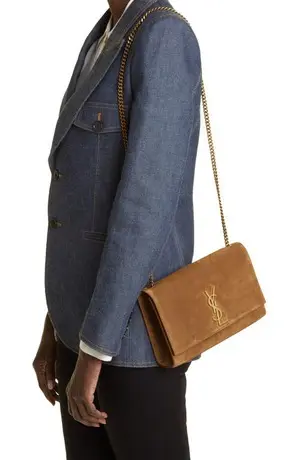Saint Laurent Medium Kate Suede Shoulder Bag