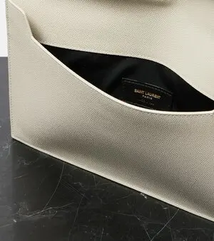 Saint Laurent Uptown Leather Clutch - White