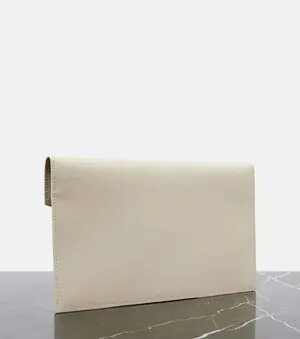 Saint Laurent Uptown Leather Clutch - White