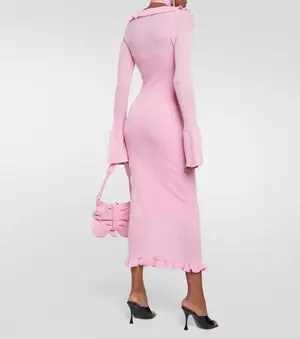 Blumarine Ruffled Wool Midi Dress - Black