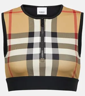 Burberry Check Jersey Crop Top - Black