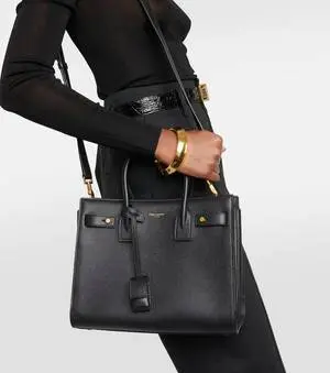 Saint Laurent Sac De Jour Baby Leather Tote Bag - Black
