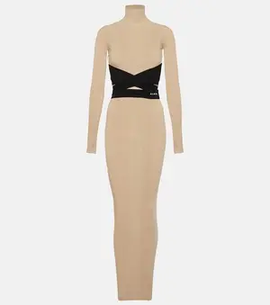 Alaïa Turtleneck Jersey Maxi Dress With Detachable Belt