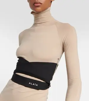 Alaïa Turtleneck Jersey Maxi Dress With Detachable Belt