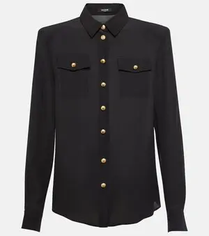 Balmain Crêpe De Chine Shirt - Black