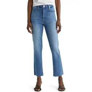 FRAME Le Super High Raw Hem Ankle Straight Leg Jeans