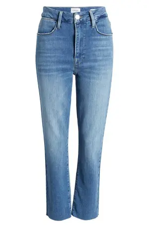 FRAME Le Super High Raw Hem Ankle Straight Leg Jeans