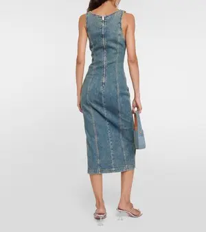 Blumarine Embellished Denim Midi Dress