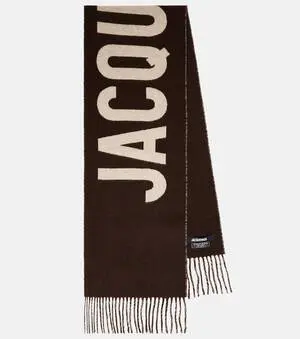Jacquemus Charpe Logo Virgin Wool Scarf - Brown