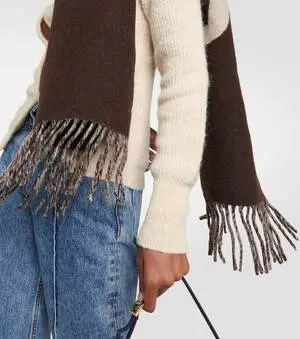 Jacquemus Charpe Logo Virgin Wool Scarf - Brown