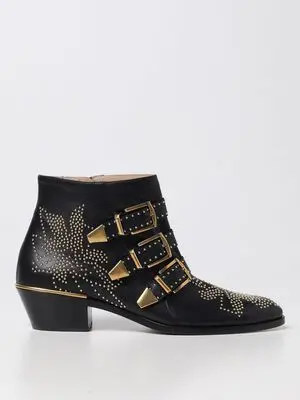 Chloé Susan Leather Ankle Boots With Studs Black