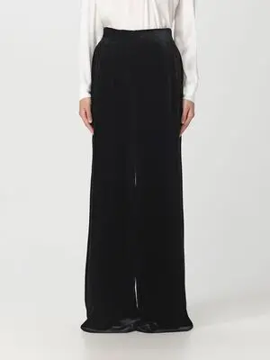 Alberta Ferretti Wide Leg Velvet Trousers - Black