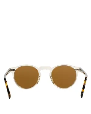 Oliver Spencer Gregory Peck Round Sunglasses, 50mm - Beige/brown Mirrored Gradient