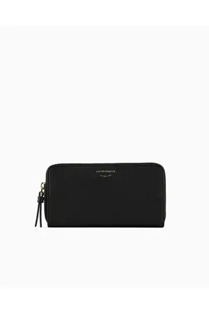 Emporio Armani Deer-print Myea Wallet With Wraparound Zip - Black