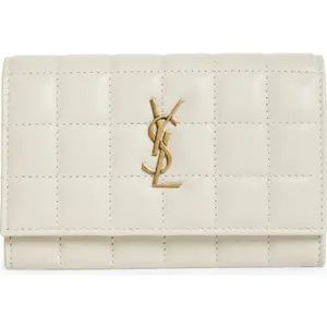 Saint Laurent Small Cassandre Matelassé Carré Leather Envelope Wallet Blanc Vintage