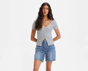 LEVI'S Short Sleeve Britt Snap Front Top - Cloud Dancer
